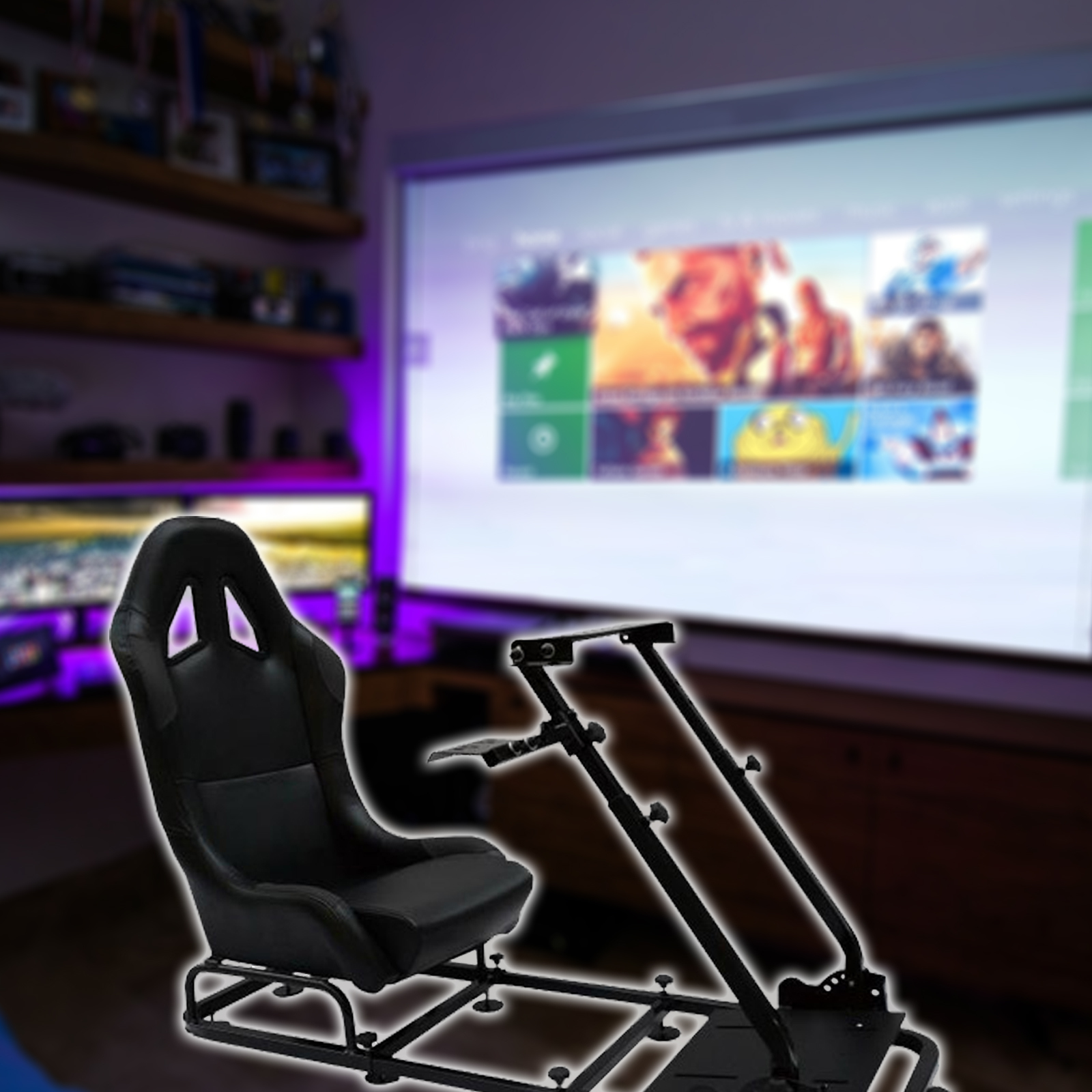 Autotecnica Monza Racing Simulator Gaming Frame Black or Black and Red Seat